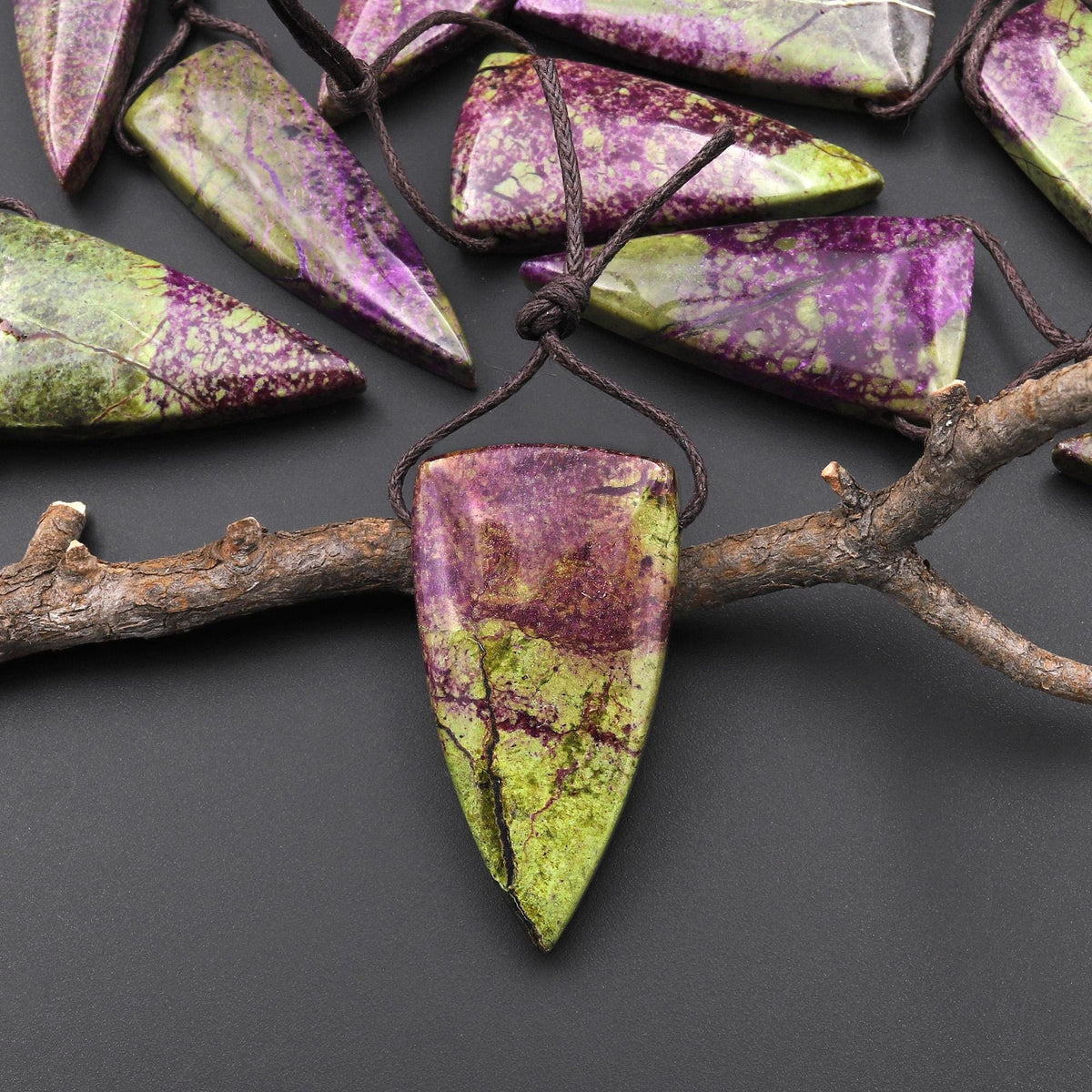 Natural Atlantisite Stichtite Triangle Dagger Pendant Side Drilled Gem ...