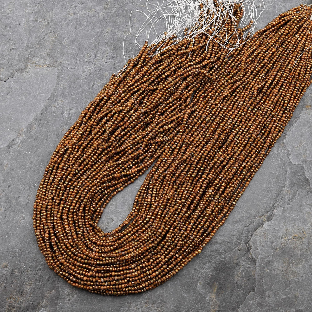 Genuine Freshwater Earthy Bronze Seed Pearls 2mm Off Round Pearl Beads ...