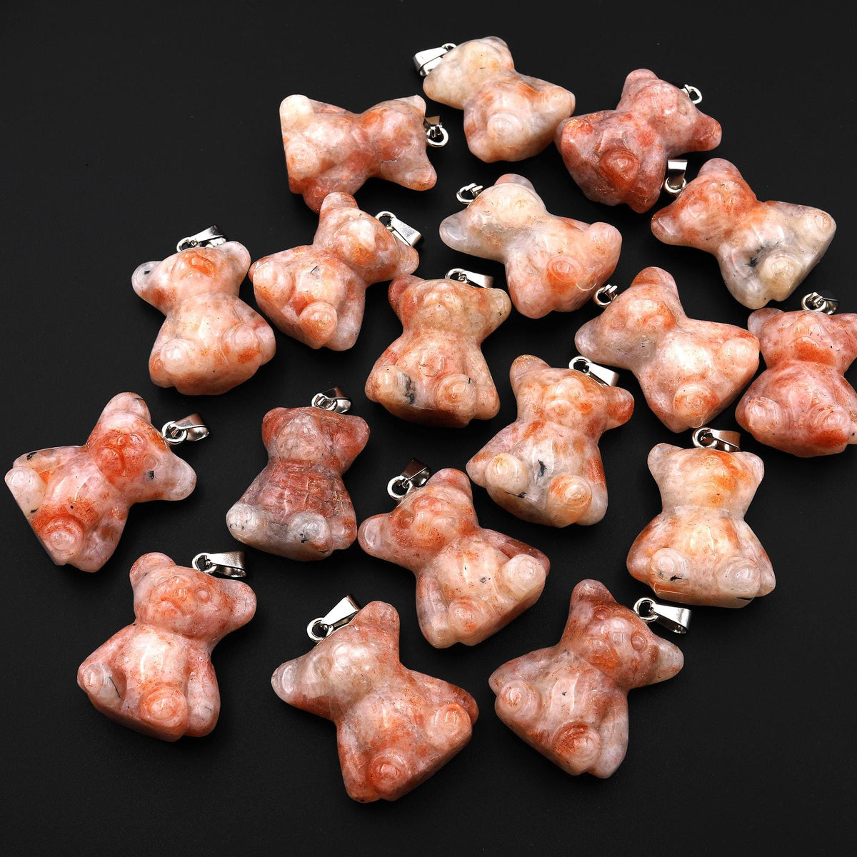 Hand Carved Natural Sunstone Teddy Bear Gemstone Pendant – Intrinsic ...
