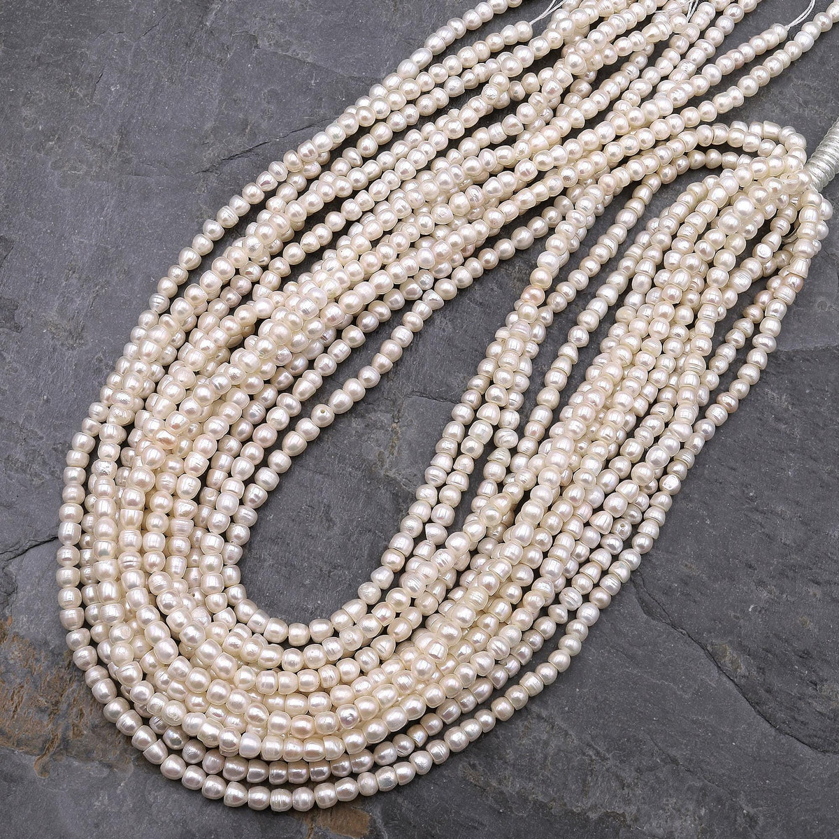 Genuine Freshwater 4mm Off Round Nugget Pearls 15.5