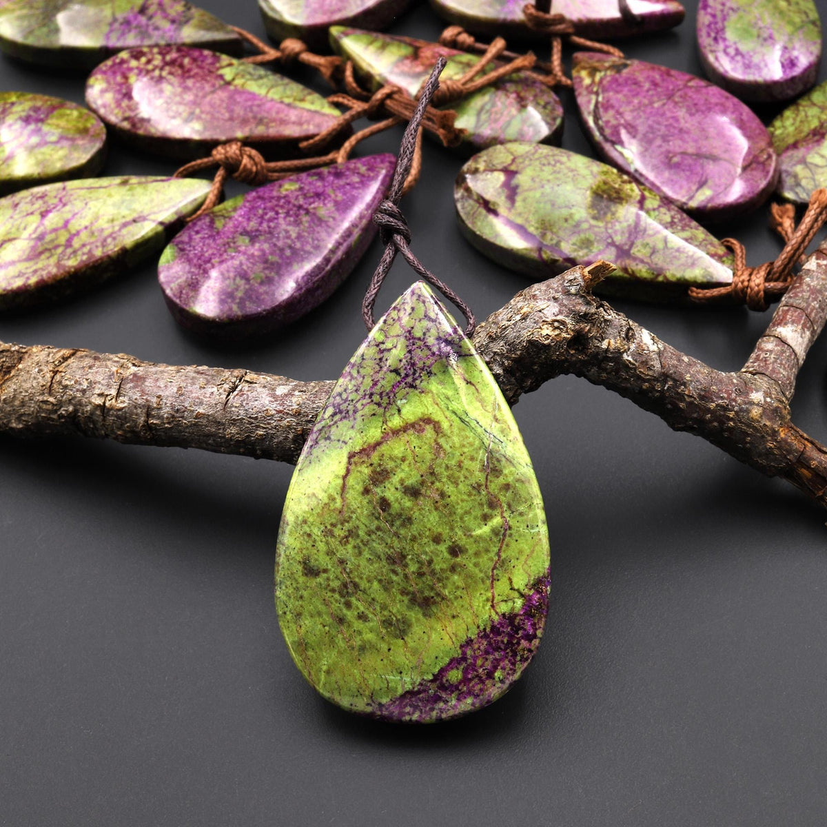 Natural Atlantisite Stichtite Teardrop Pendant Side Drilled Gemstone A ...