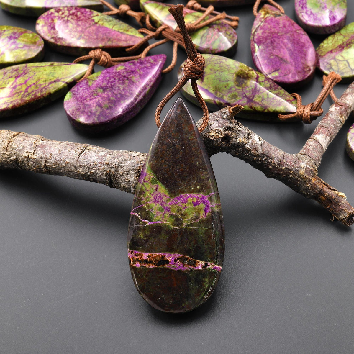 Natural Atlantisite Stichtite Teardrop Pendant Side Drilled Gemstone A ...