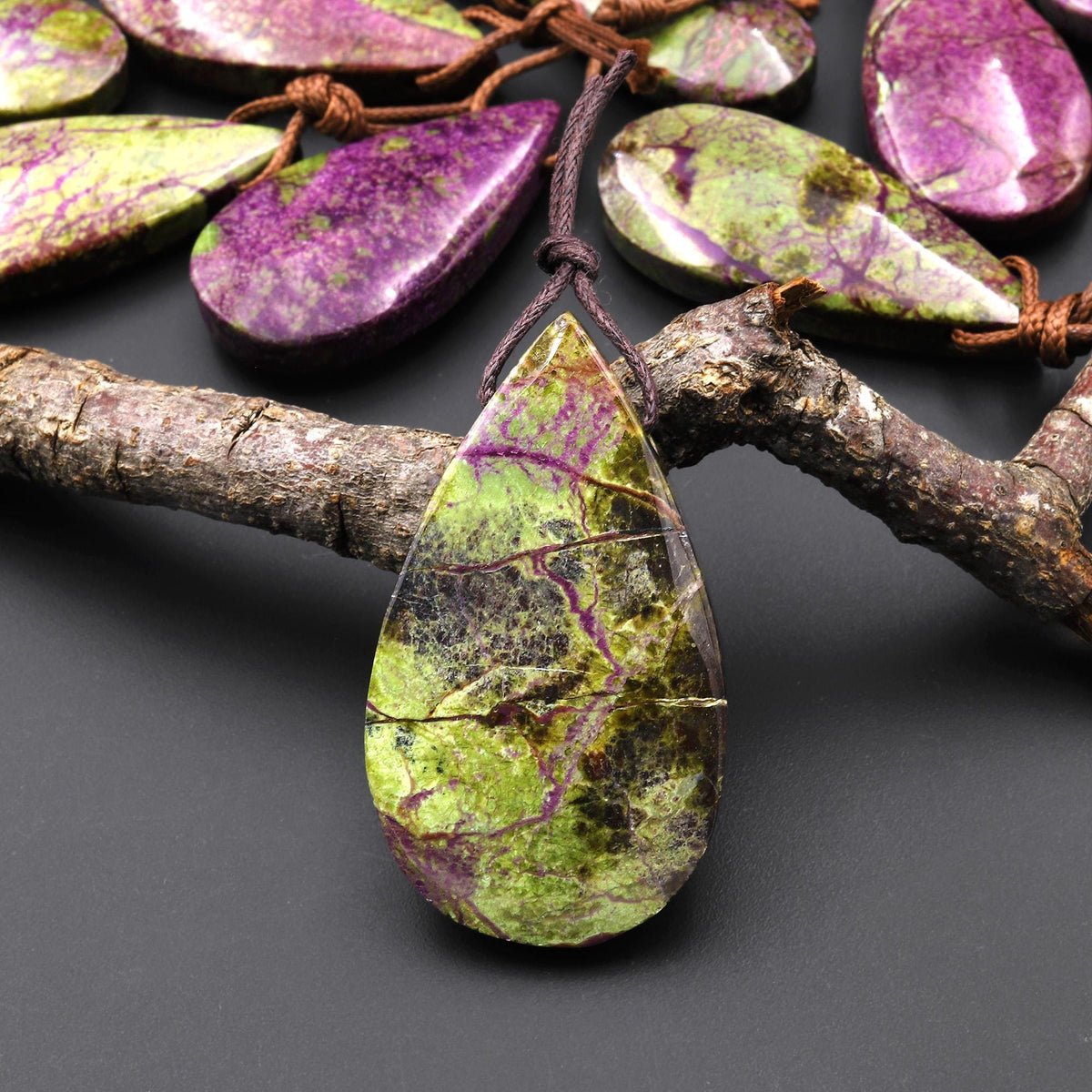 Natural Atlantisite Stichtite Teardrop Pendant Side Drilled Gemstone A ...