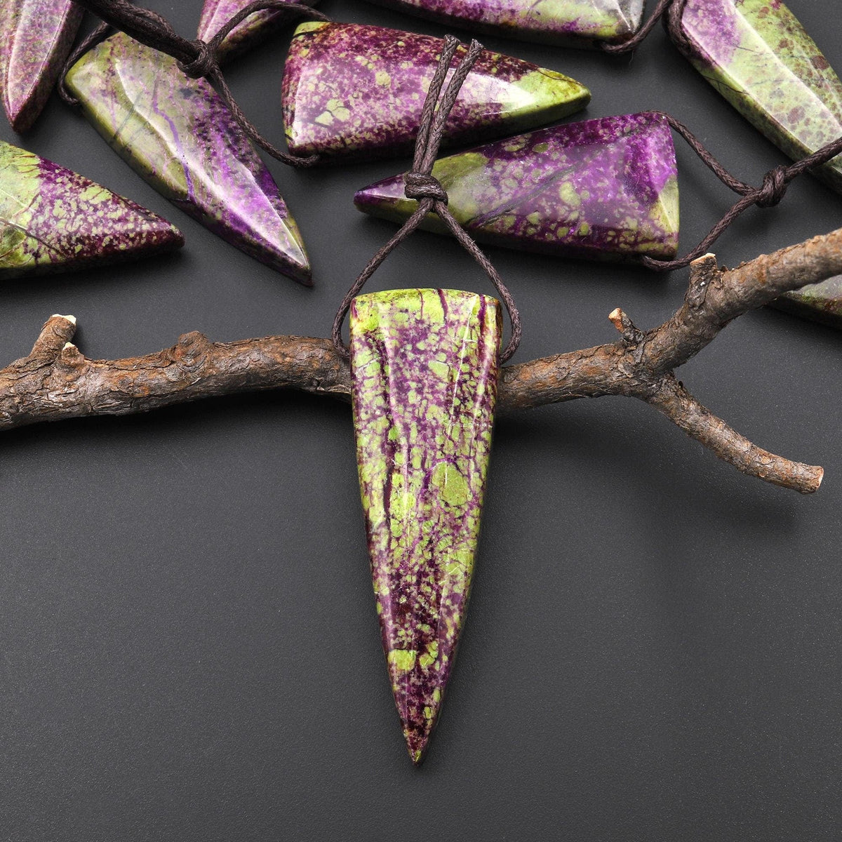 Natural Atlantisite Stichtite Triangle Dagger Pendant Side Drilled Gem ...