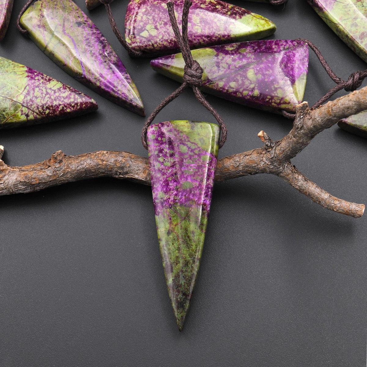 Natural Atlantisite Stichtite Triangle Dagger Pendant Side Drilled Gem ...