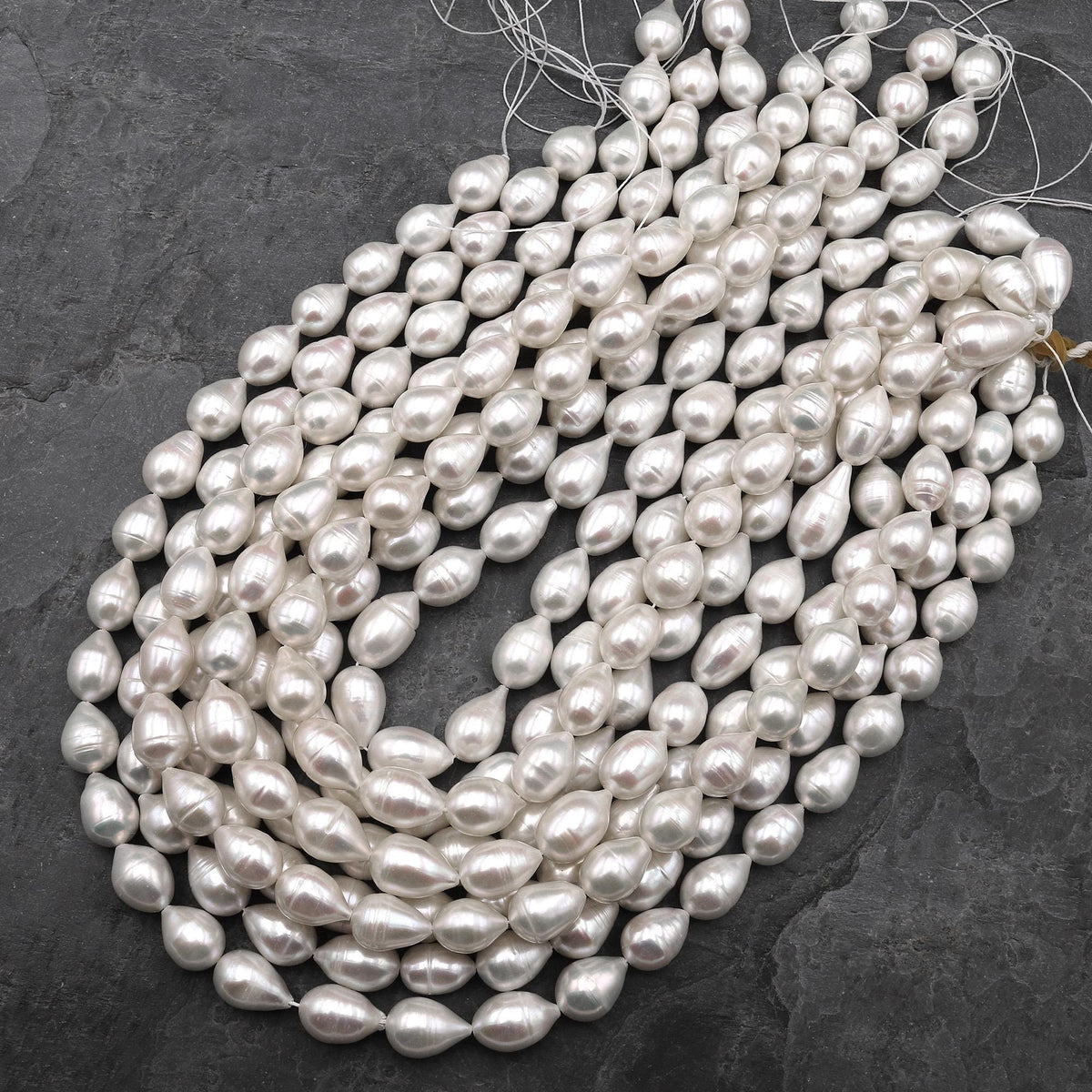 AAA Large Natural White Teardrop Pearl Good For Earrings Vertically Dr ...