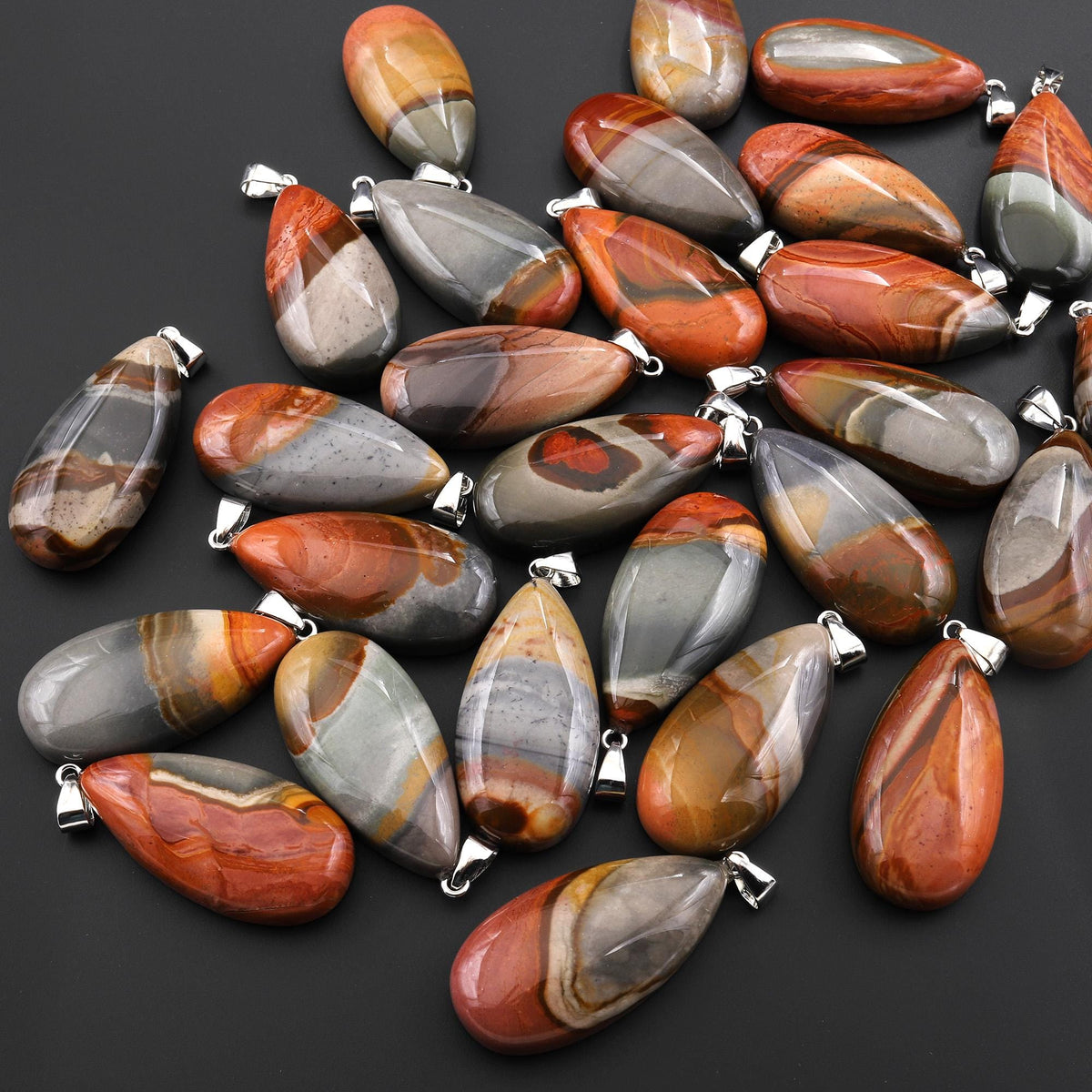 Natural Polychrome Jasper Aka Landscape Ocean Jasper Teardrop Pendant ...