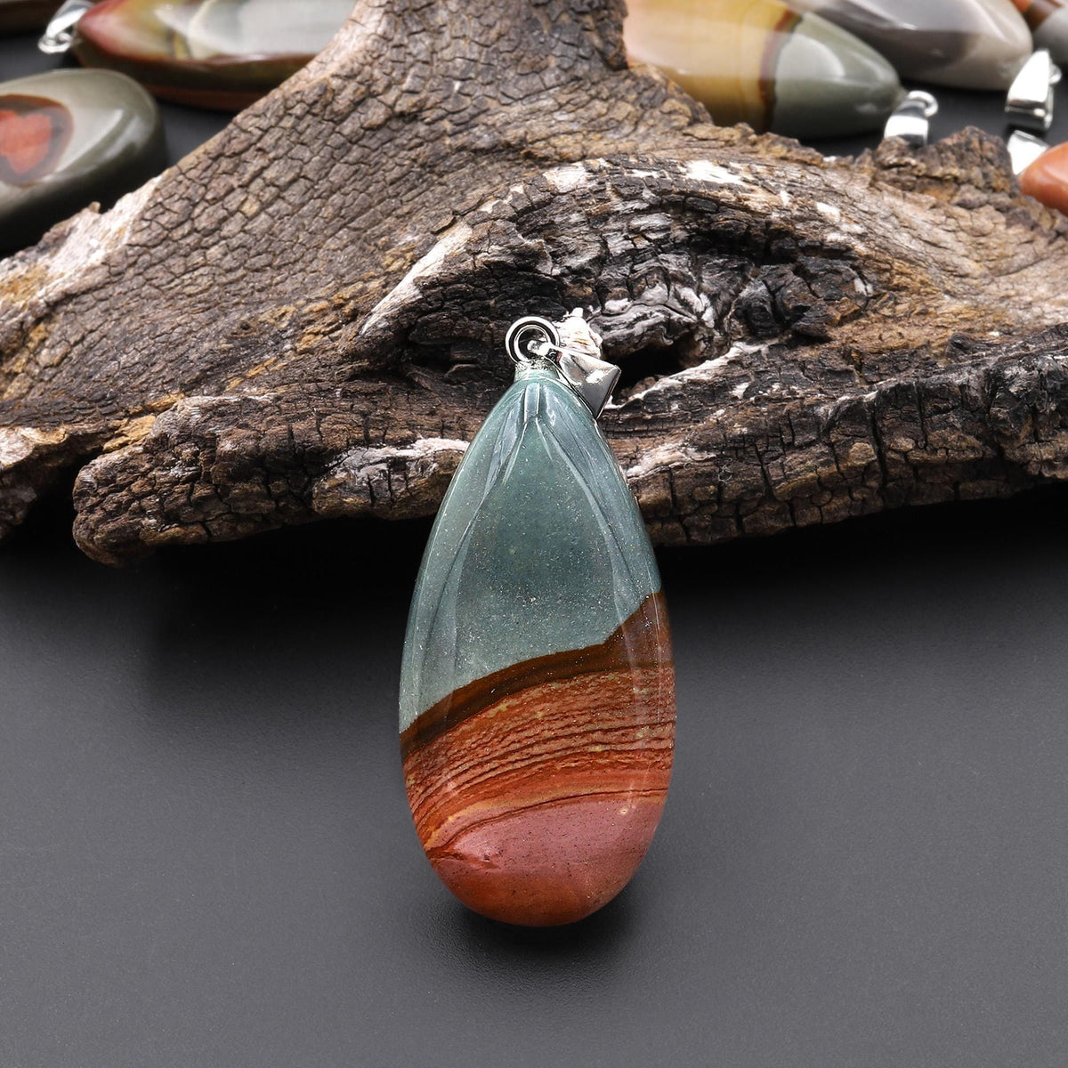Natural Polychrome Jasper Aka Landscape Ocean Jasper Teardrop Pendant ...