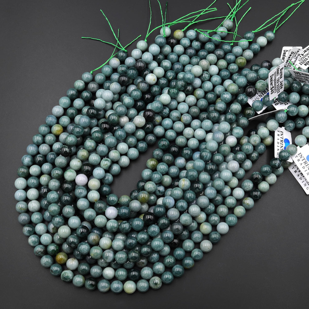 AAA Natural Burma Blue Green Jade 4mm 6mm 8mm 10mm Round Beads 15.5" S ...