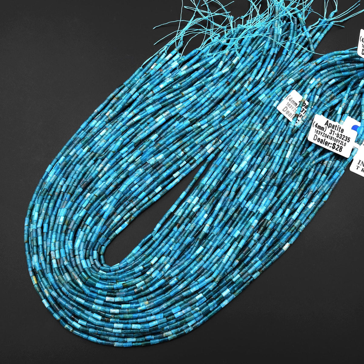 Natural Apatite 4x2mm Small Thin Smooth Spacer Tube Beads 15.5" Strand ...