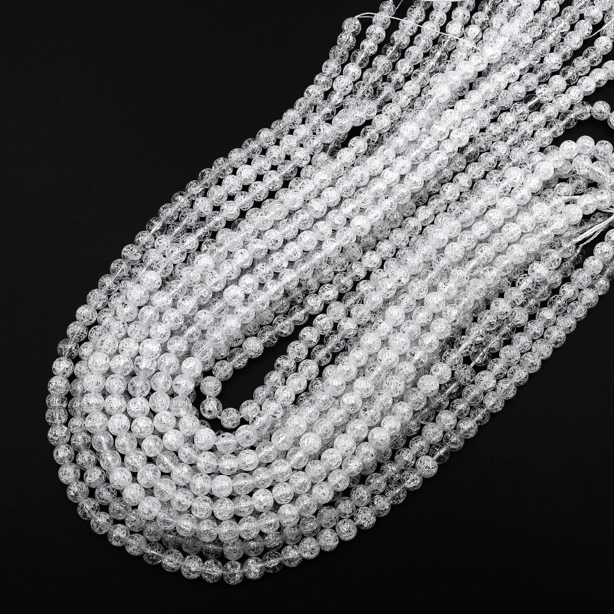 Natural Cracked Rock Crystal Quartz Round Beads 4mm 6mm 8mm 10mm 15.5 ...