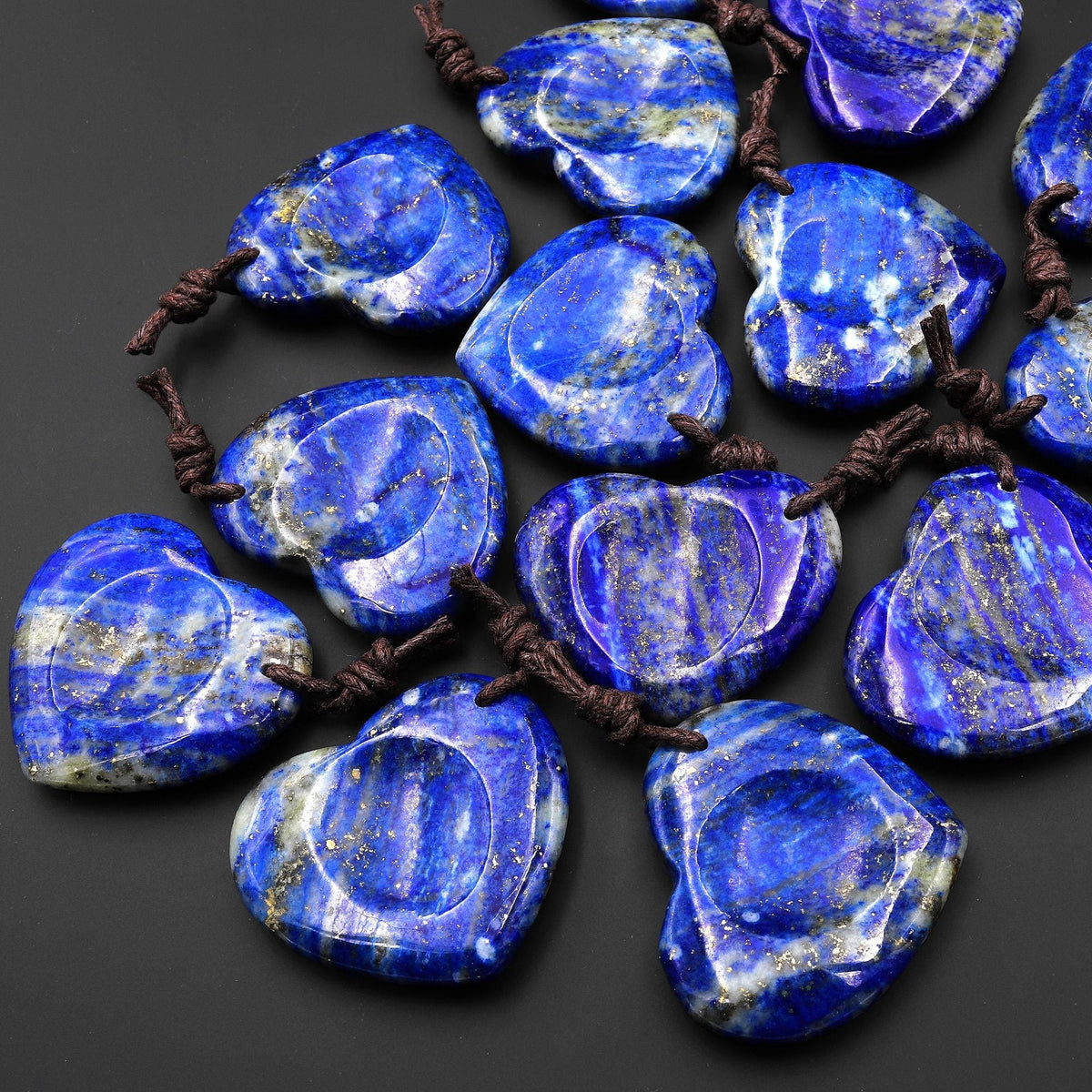 AAA Natural Blue Lapis Indented Heart Pendant Focal Worry Stone ...