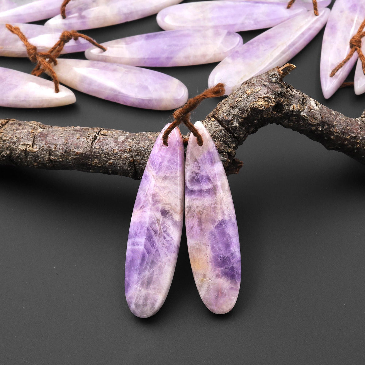 Natural Lilac Amethyst Earring Pair Teardrop Matched Gemstone Beads A3 ...