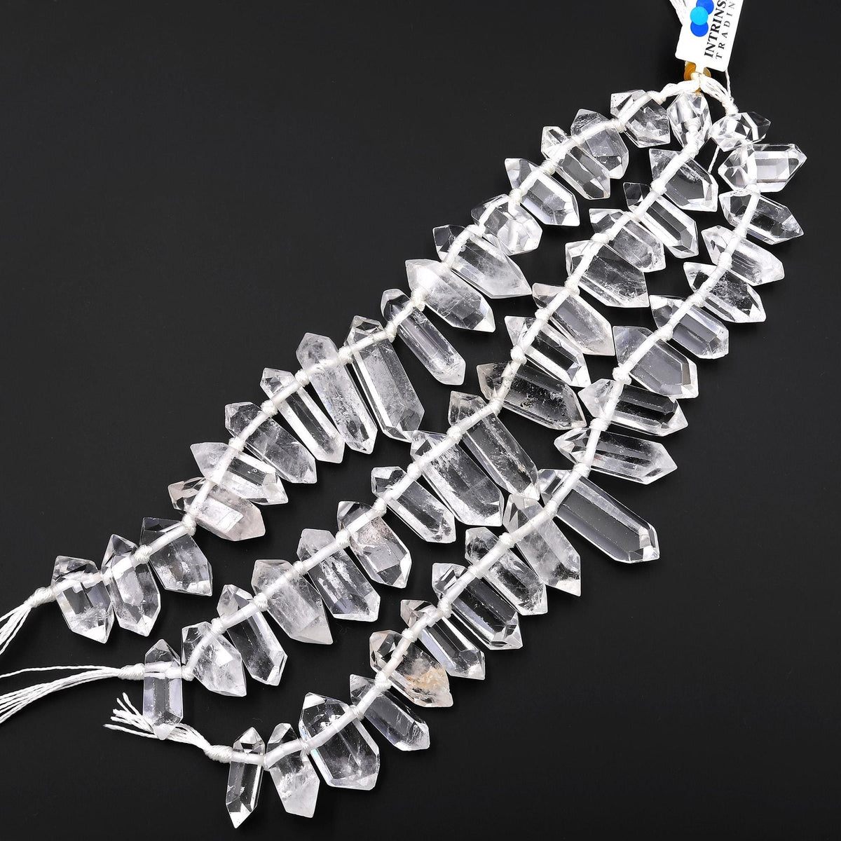 AAA Hand Cut Natural Rock Crystal Quartz Beads Faceted Double Terminat ...