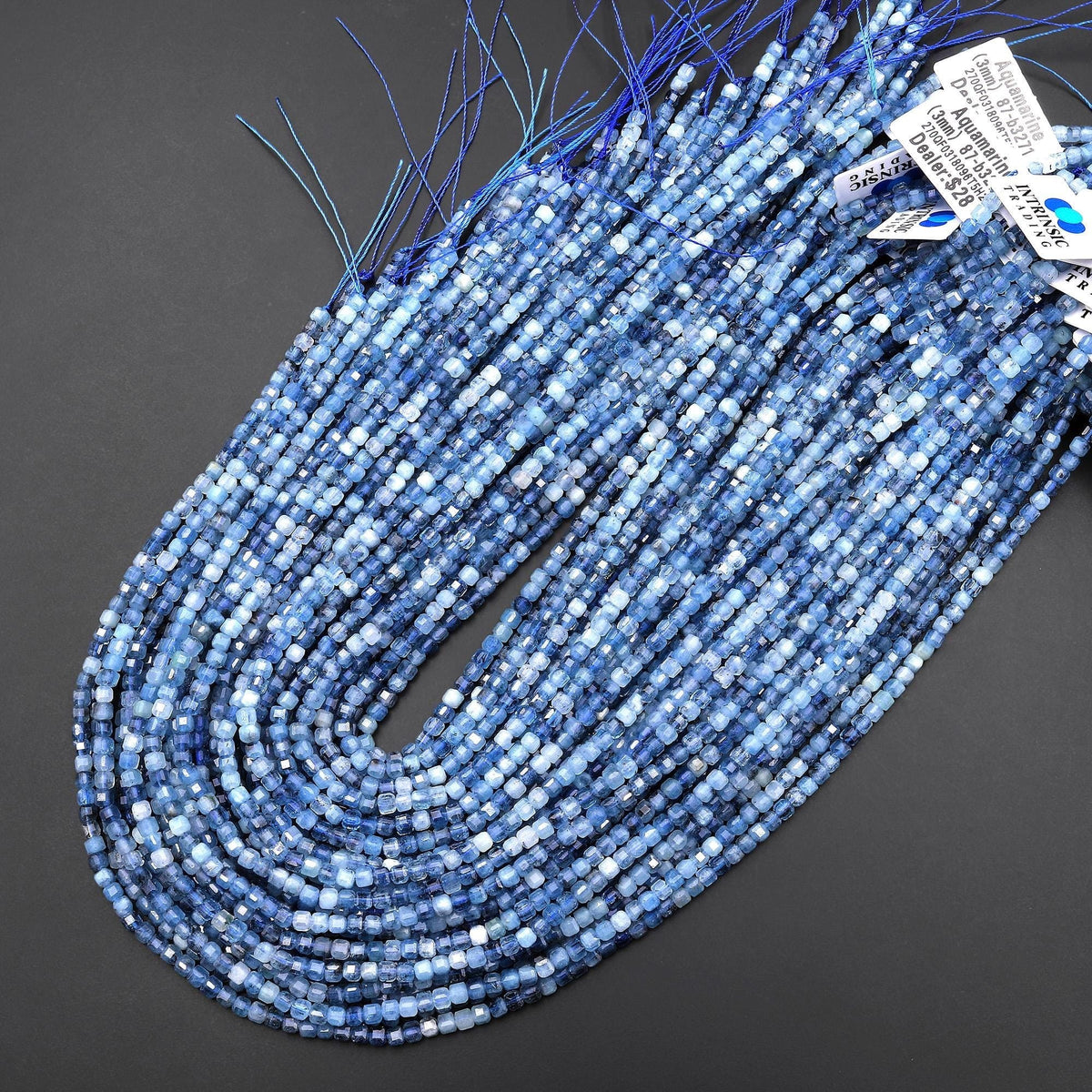 Natural Santa Maria Blue Aquamarine Faceted 3mm Cube Dice Beads Gemsto ...