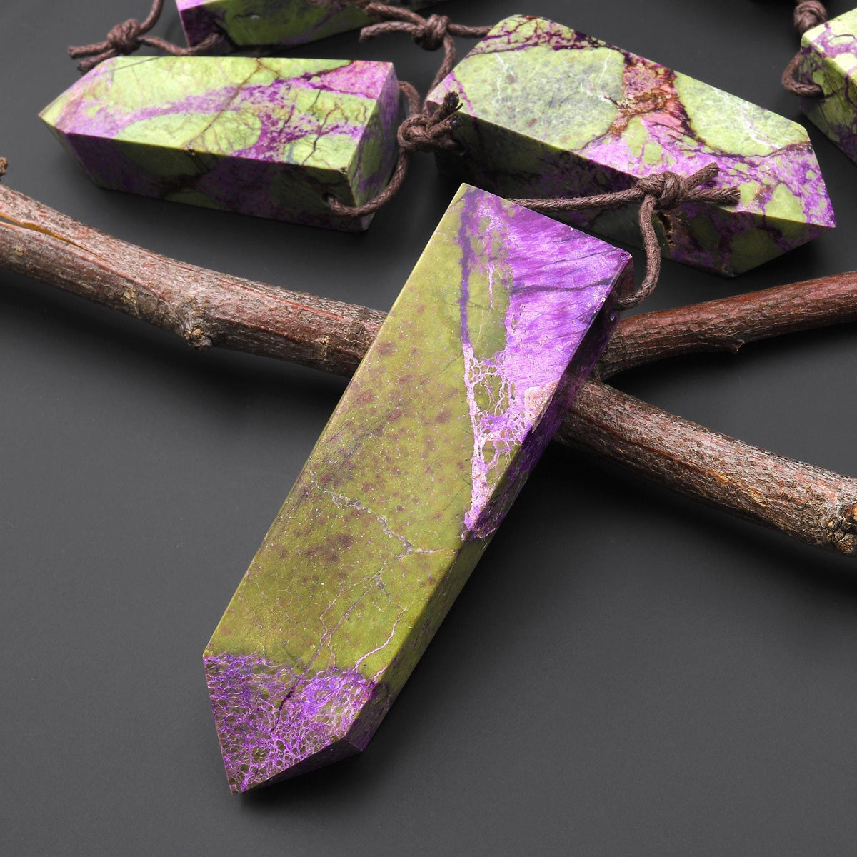 Natural Atlantisite Stichtite Pendant Side Drilled Crystal Point Gemst ...