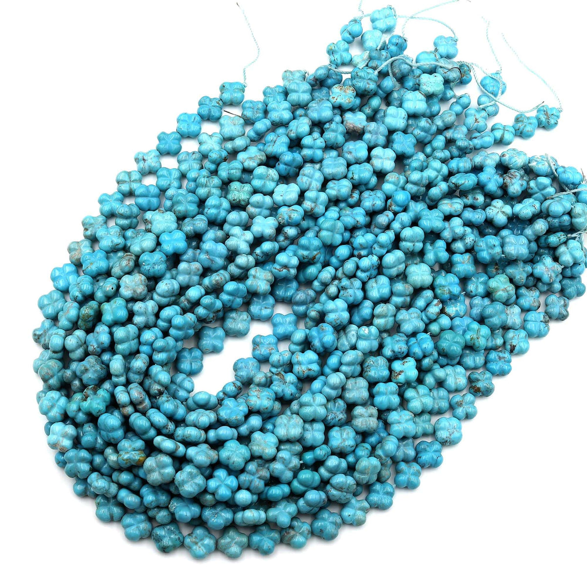 Hand Carved Real Genuine Natural Light Blue Turquoise 3D 4 Leaf Clover ...