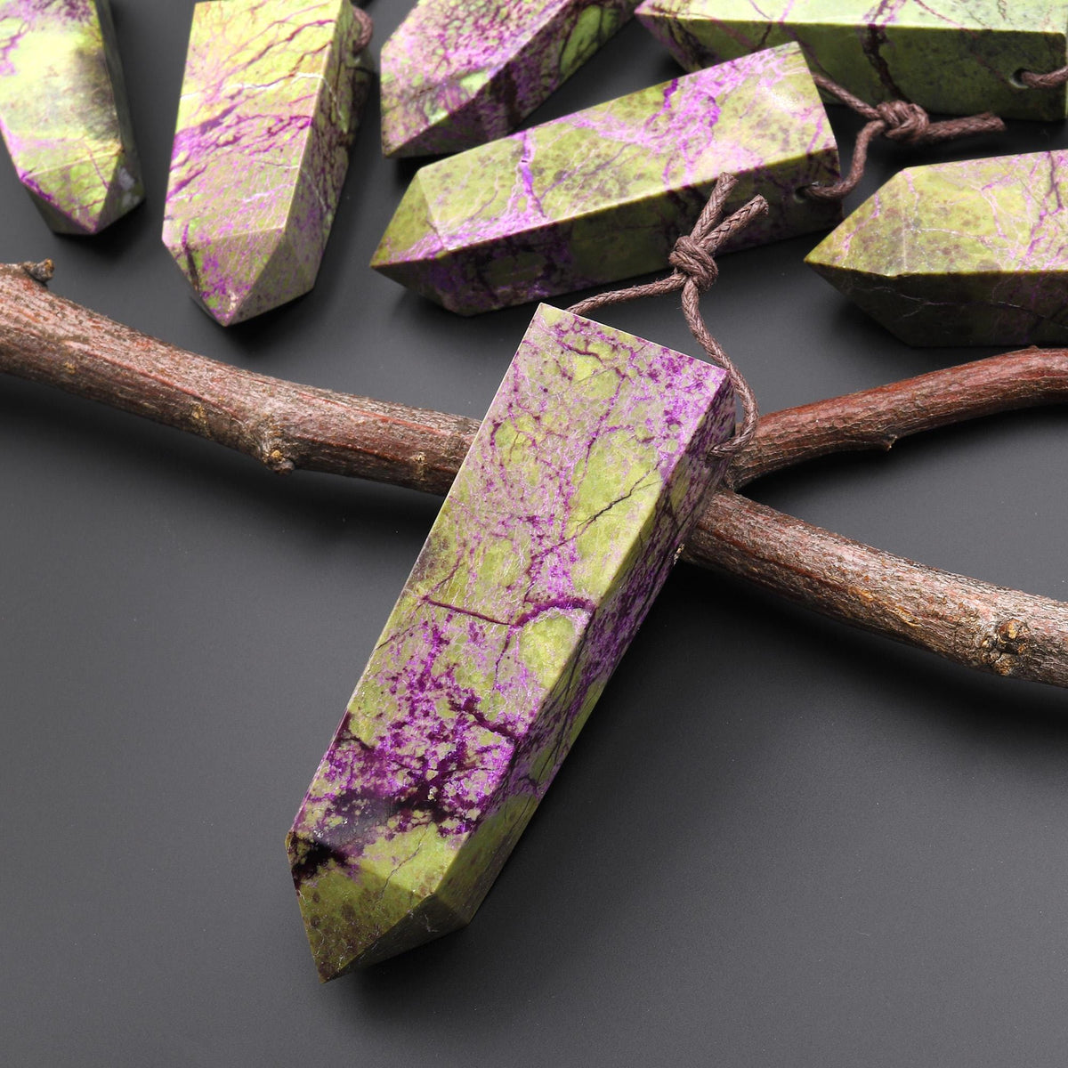 Natural Atlantisite Stichtite Pendant Side Drilled Crystal Point Gemst ...