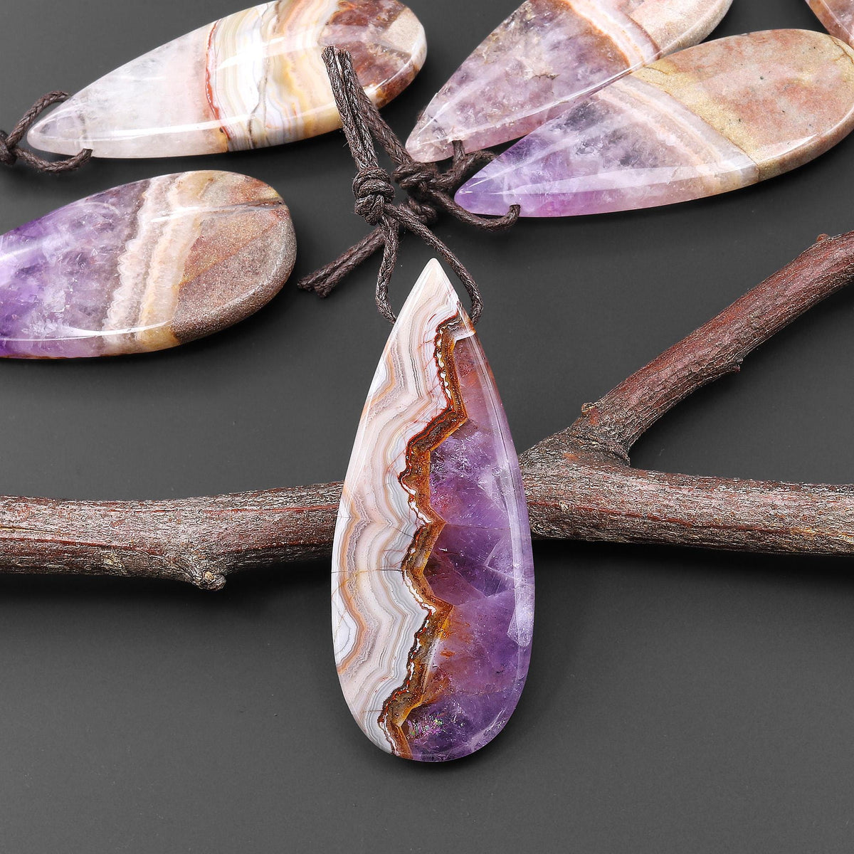 Hand Cut Natural Rainbow Amethyst Long Teardrop Side Drilled Gemstone ...