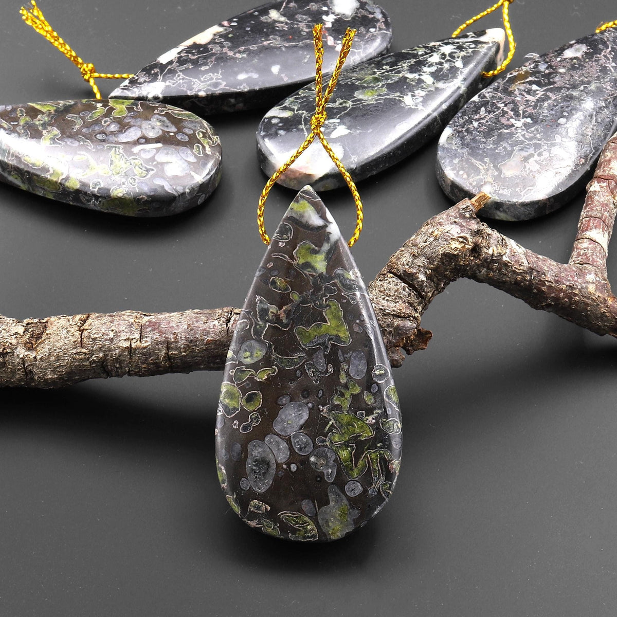 Natural Cherry Blossom Jasper Aka Flower Jasper Side Drilled Teardrop ...