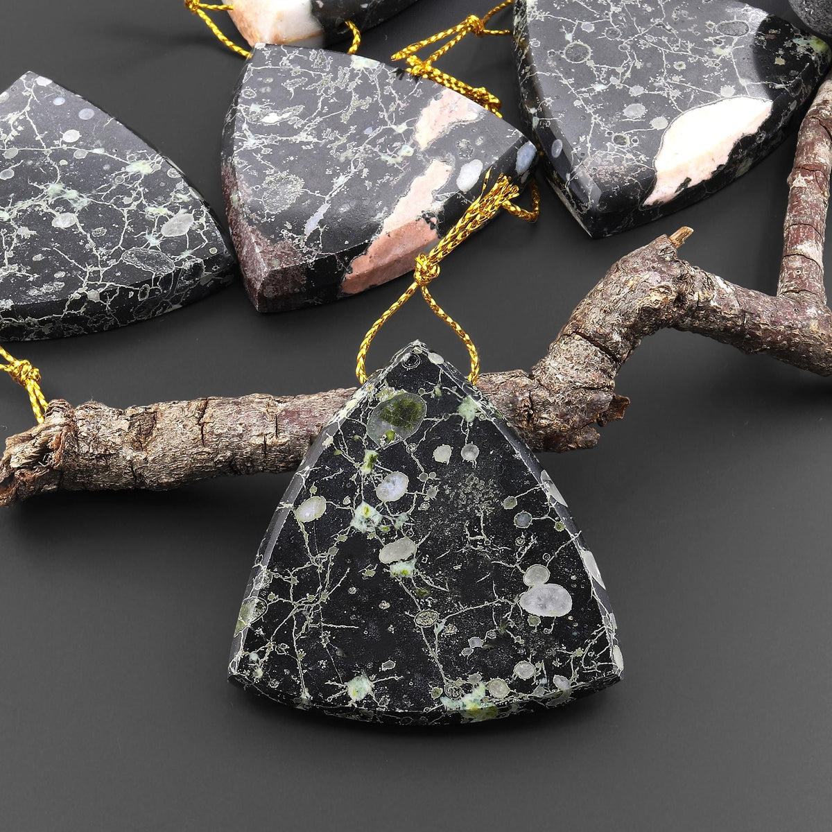 Natural Cherry Blossom Jasper Aka Flower Jasper Faceted Triangle Gemst ...