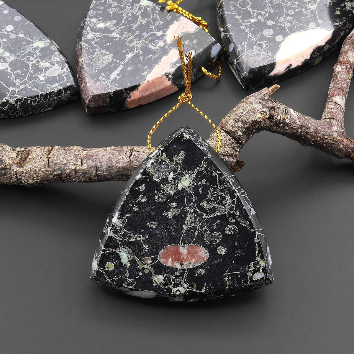 Natural Cherry Blossom Jasper Aka Flower Jasper Faceted Triangle Gemst ...