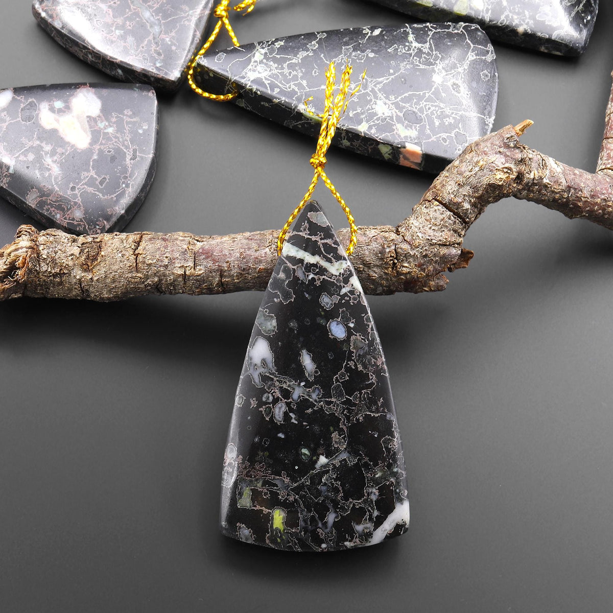 Natural Cherry Blossom Jasper Aka Flower Jasper Smooth Triangle Gemsto ...
