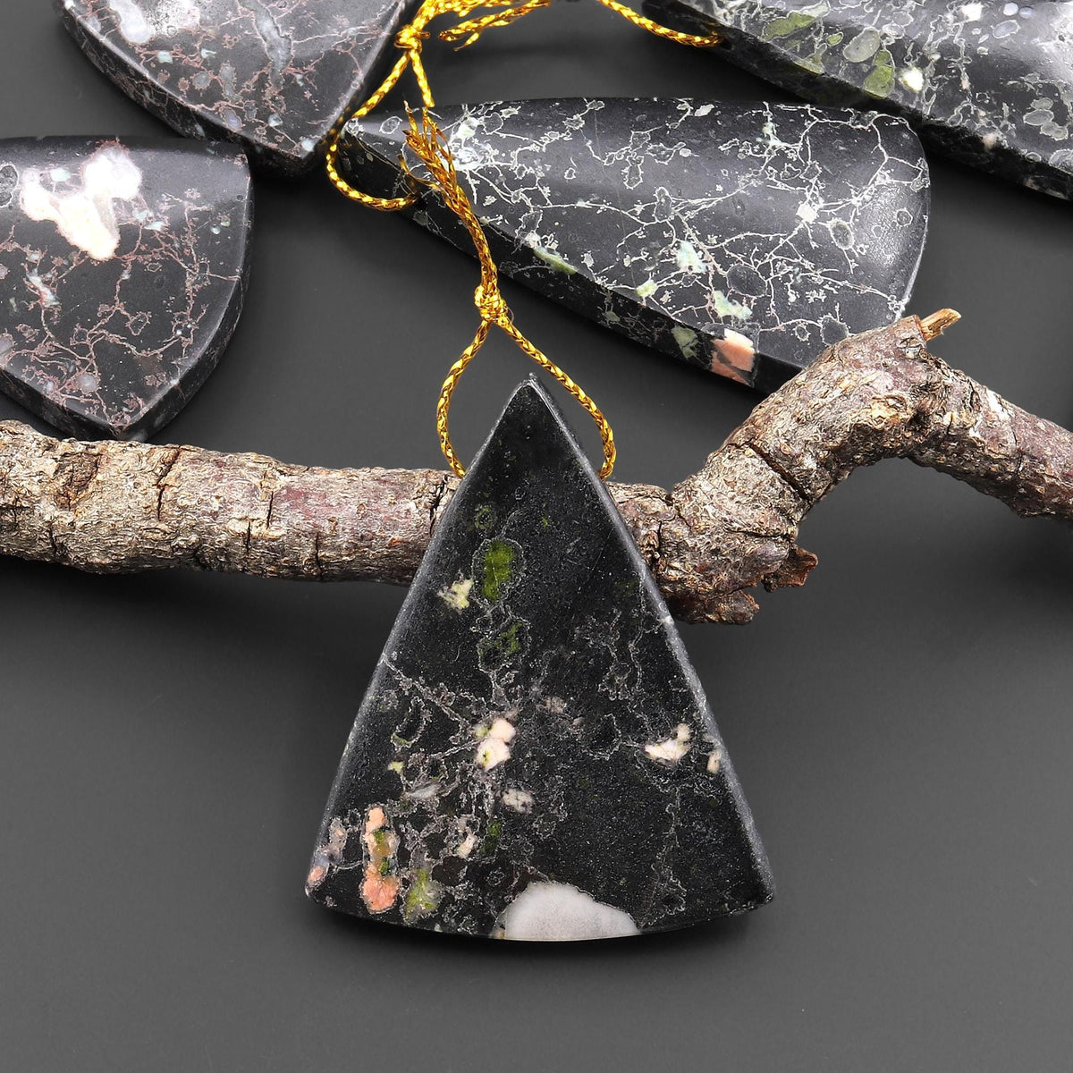Natural Cherry Blossom Jasper Aka Flower Jasper Smooth Triangle Gemsto ...