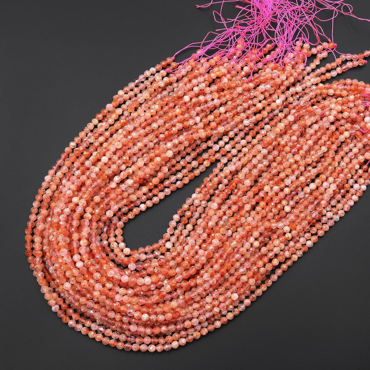 AAA Faceted Natural Sunstone Round Beads 4mm Gemstone 15.5" Strand ...