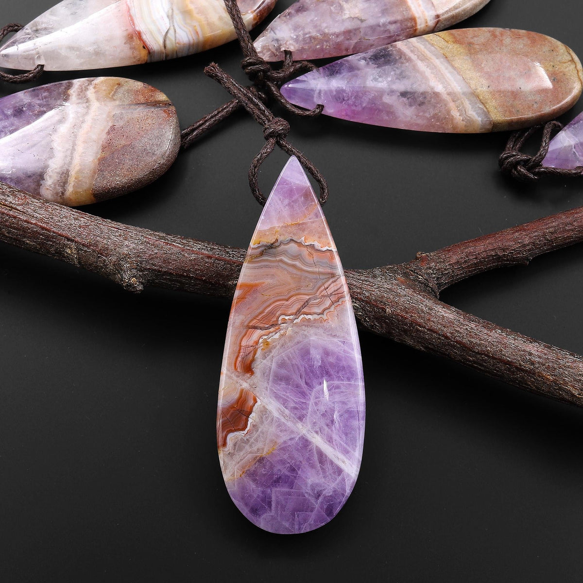 Hand Cut Natural Rainbow Amethyst Long Teardrop Side Drilled Gemstone ...