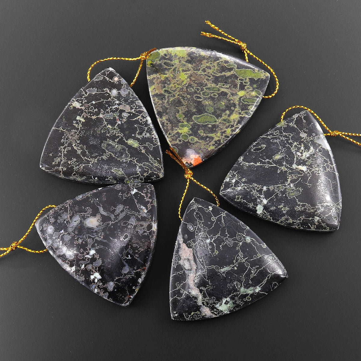 Natural Cherry Blossom Jasper Aka Flower Jasper Side Drilled Triangle ...