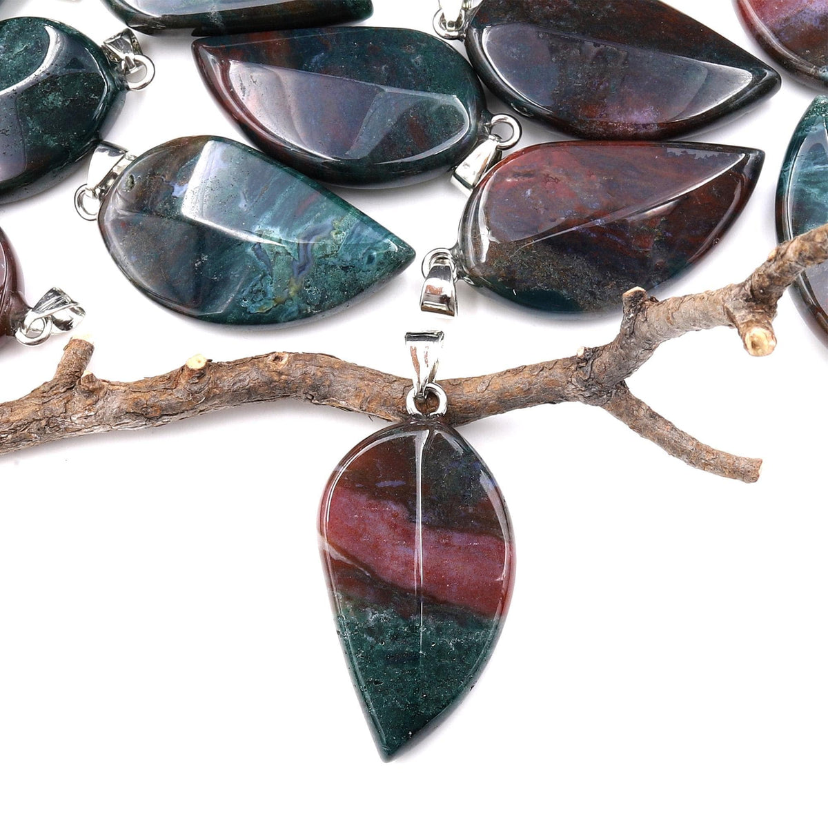 Natural Indian Agate Leaf Pendant Natural Crystal Focal Bead A2 ...