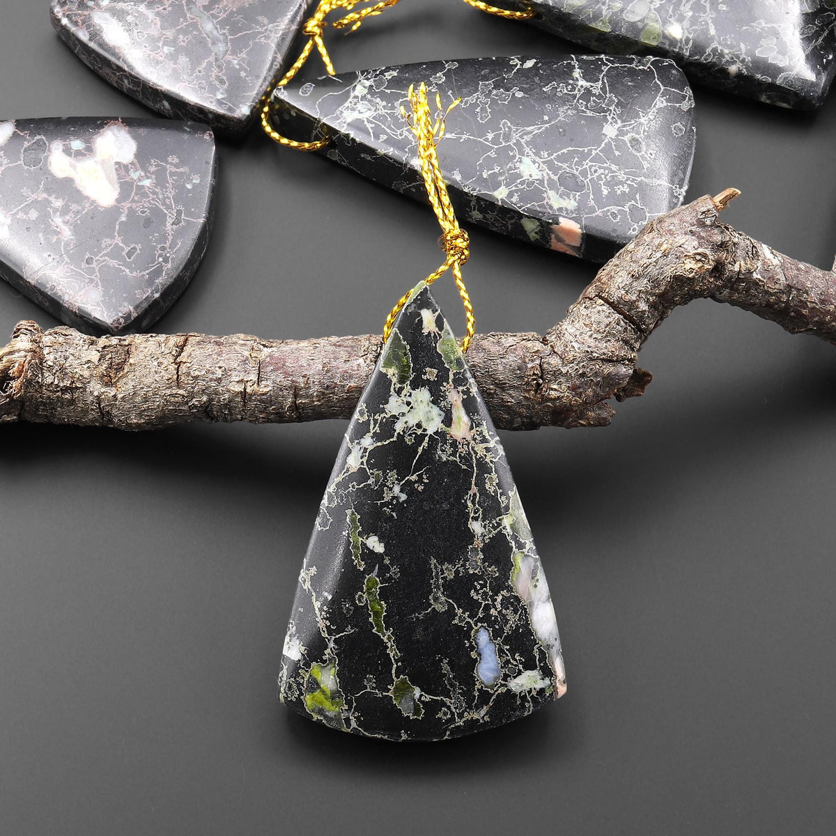 Natural Cherry Blossom Jasper Aka Flower Jasper Smooth Triangle Gemsto ...