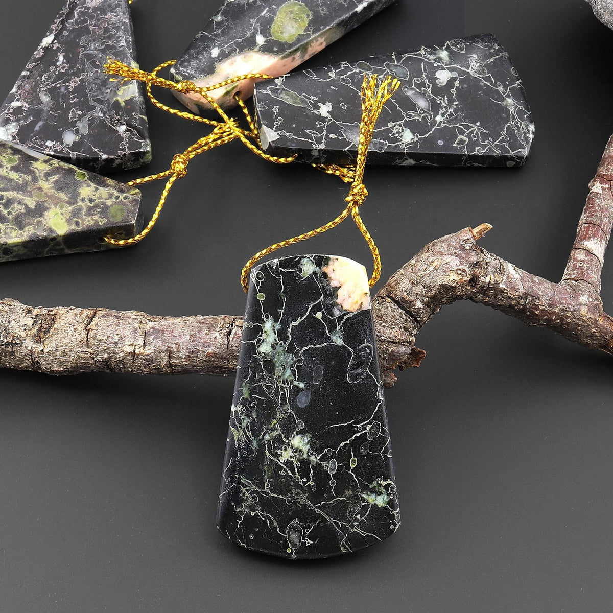 Natural Cherry Blossom Jasper Aka Flower Jasper Side Drilled Smooth Tr ...