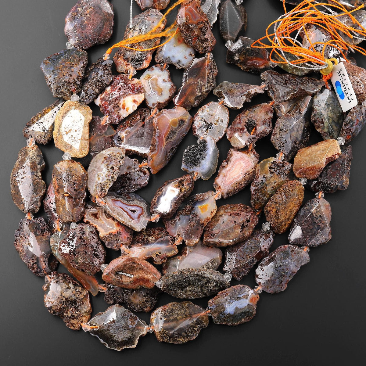 Faceted Natural Dark Brown Condor Agate Beads Freeform Geode Slice Rus ...