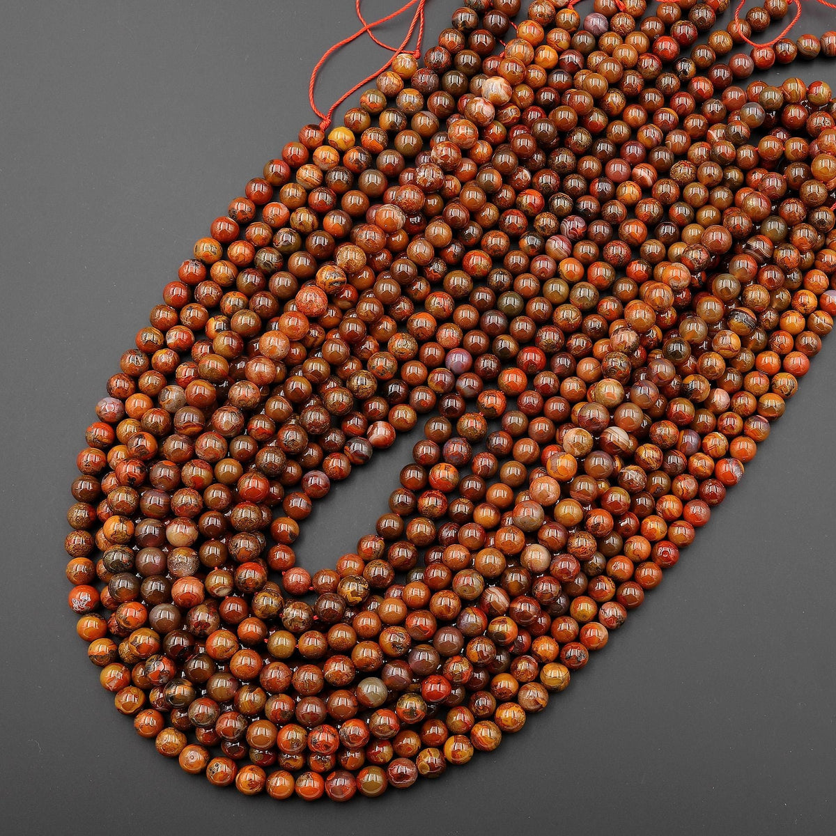 Natural Golden Orange Brown Moroccan Seam Agate Beads 4mm 5mm 6mm 7mm ...
