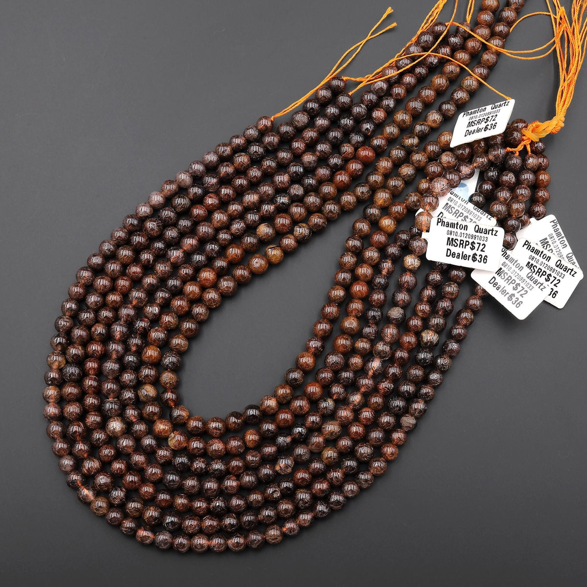 Natural Dark Brown Rutile Quartz Round Beads 4mm 5mm 6mm 7mm 15.5" Str ...