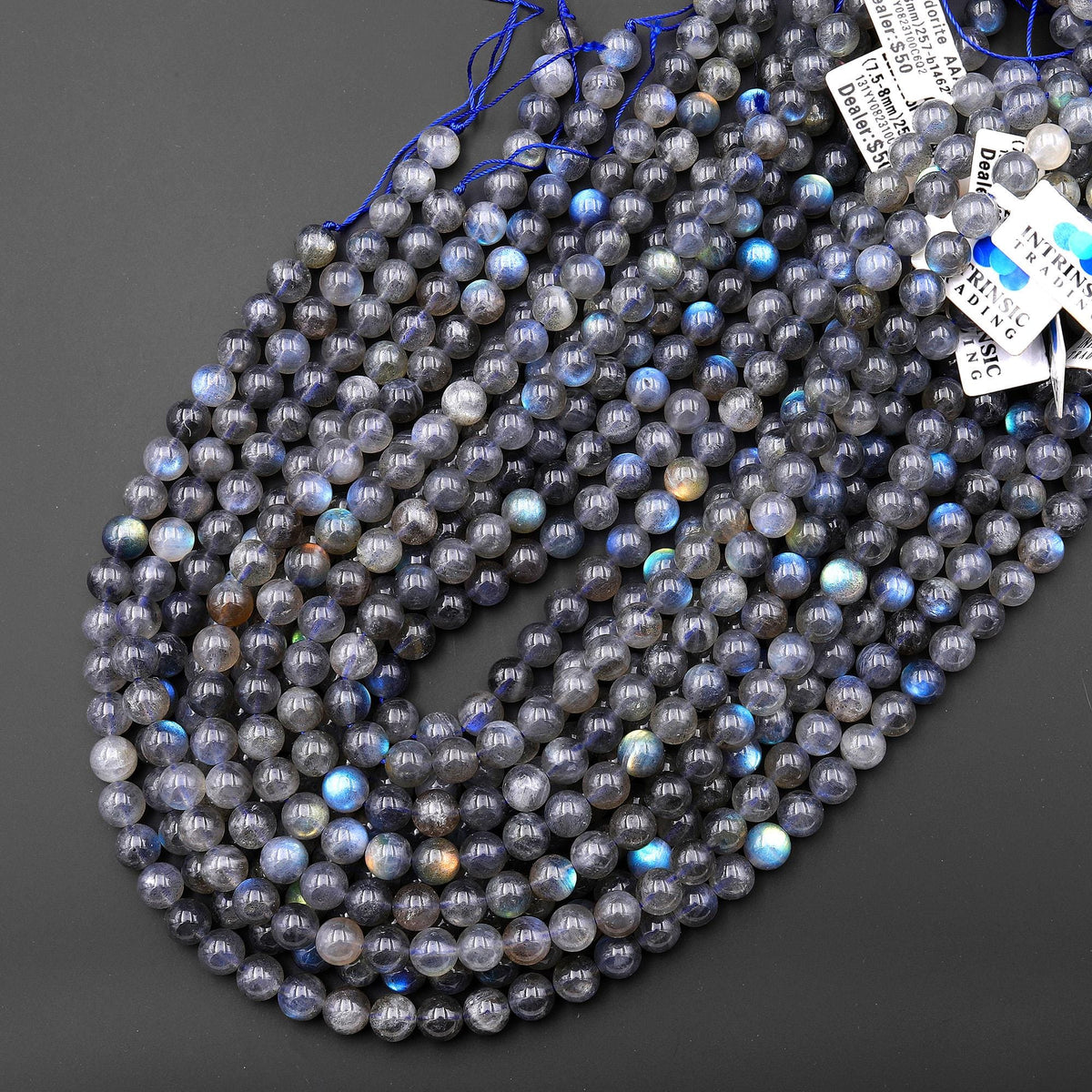 Natural Stormy Gray Labradorite 7mm 8mm 9mm 10mm Round Beads 15.5" Str ...