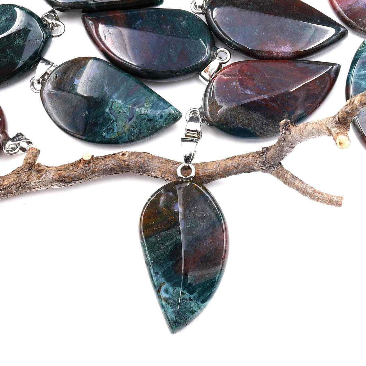 Natural Indian Agate Leaf Pendant Natural Crystal Focal Bead ...
