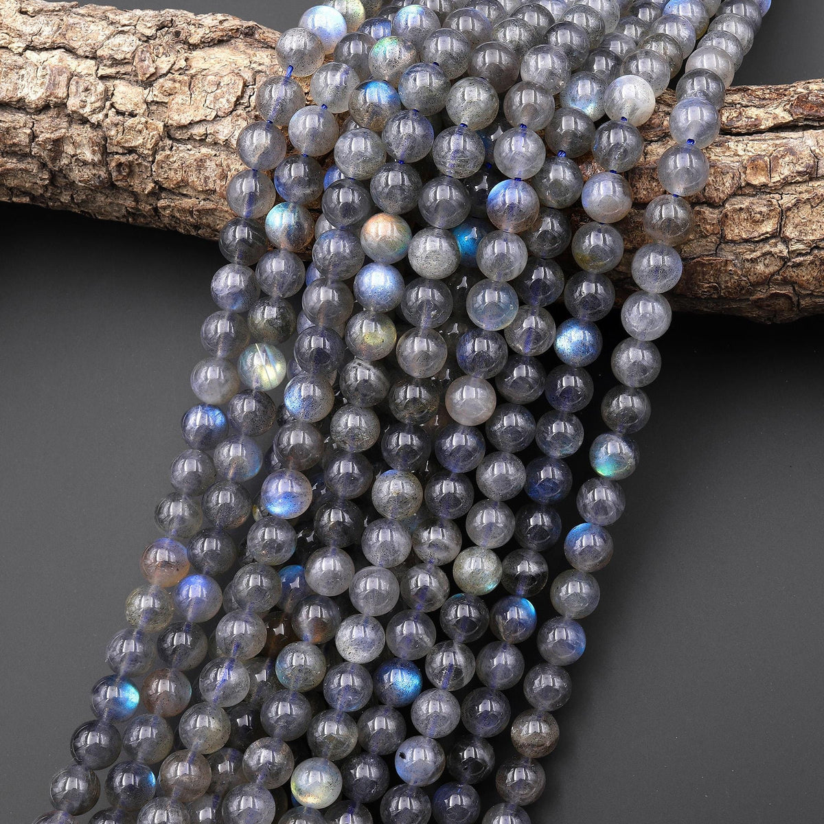 Natural Stormy Gray Labradorite 7mm 8mm 9mm 10mm Round Beads 15.5