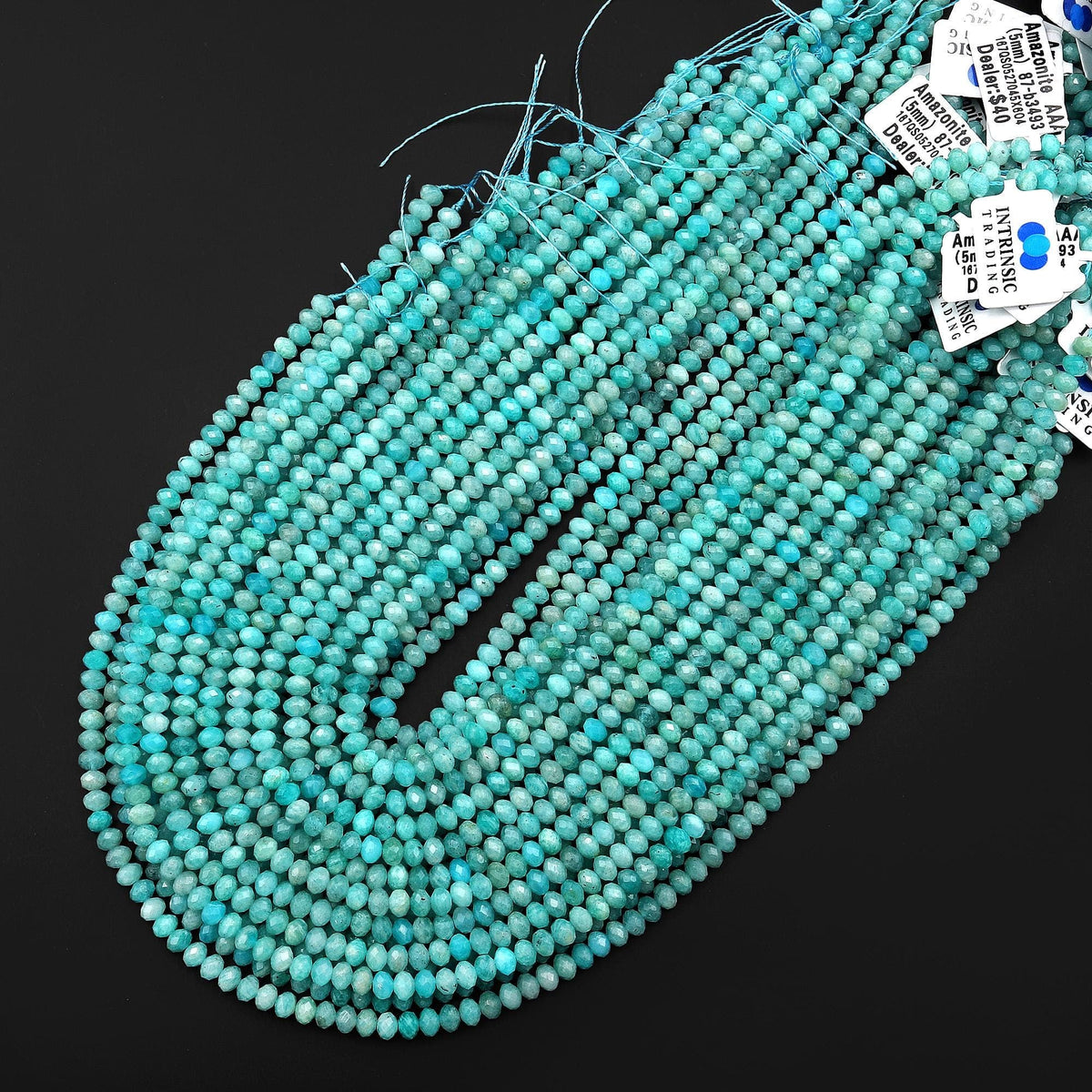 Faceted Natural Peruvian Amazonite 5mm Rondelle Beads Micro Diamond Cu ...