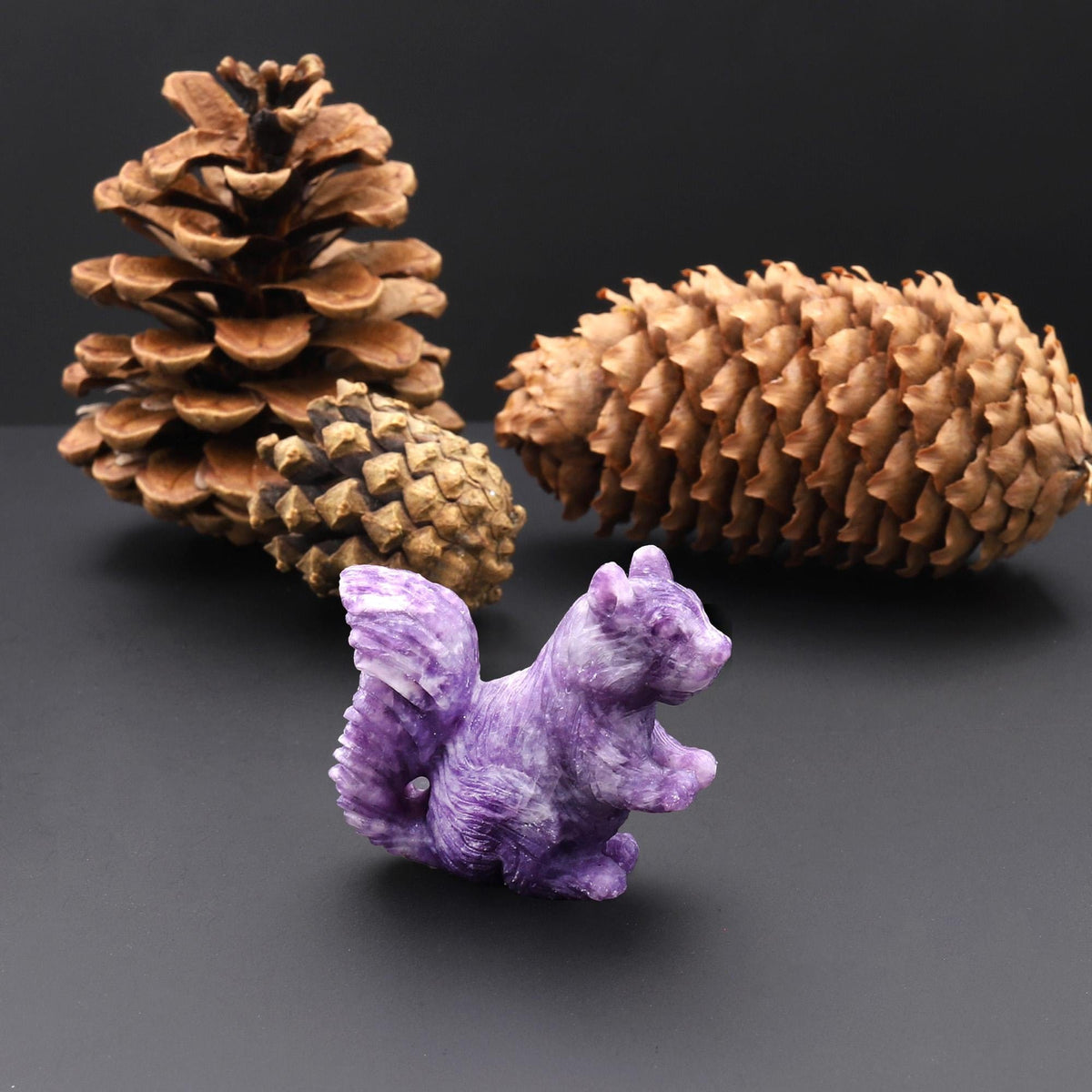 Hand-Carved Natural Lilac Purple Squirrel Figurine Crystal Miniature A ...