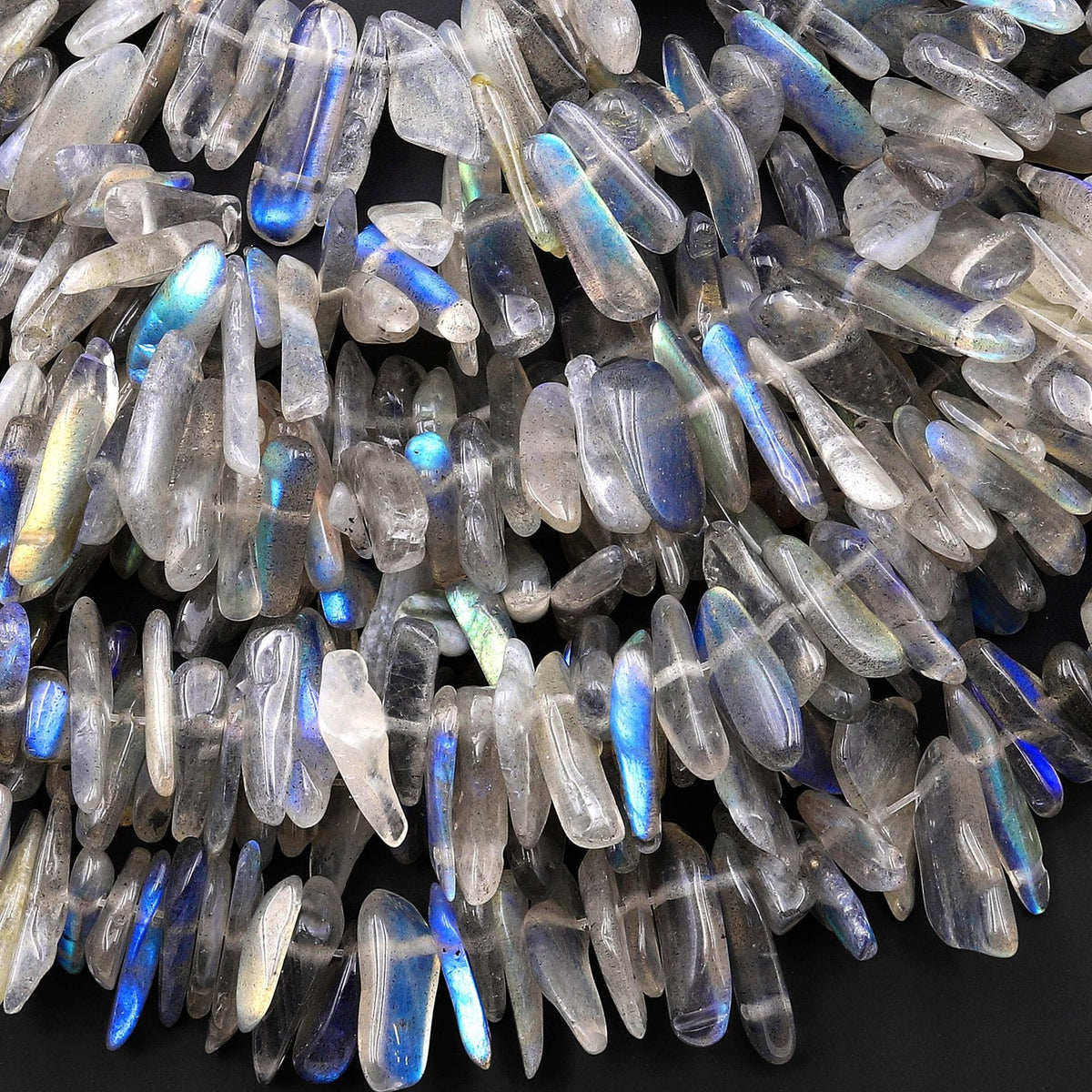 Flashy Natural Labradorite Golden Green Blue Flashes Freeform Top Side ...