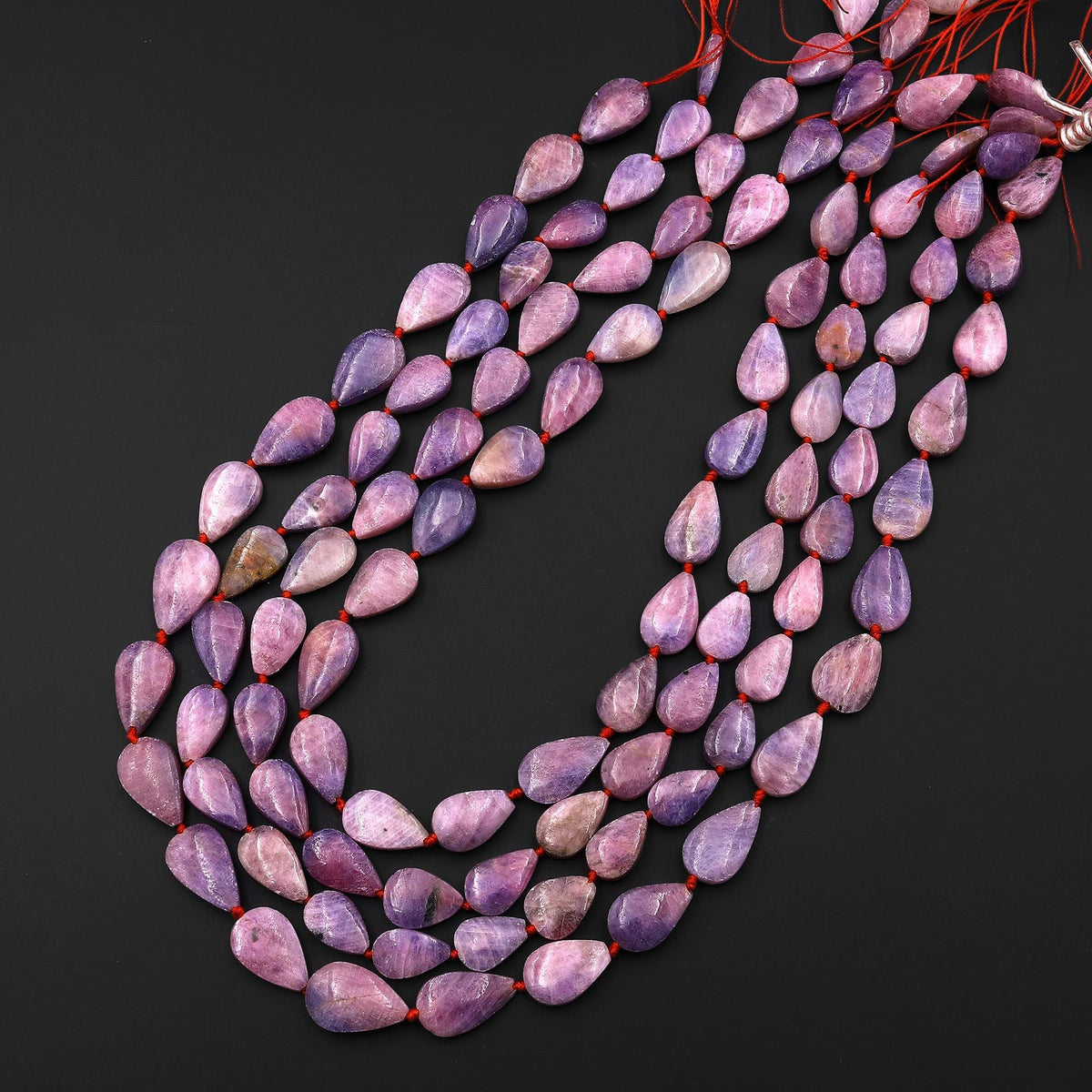 Genuine Natural Pink Ruby Smooth Teardrop Vertically Drilled Gemstone ...