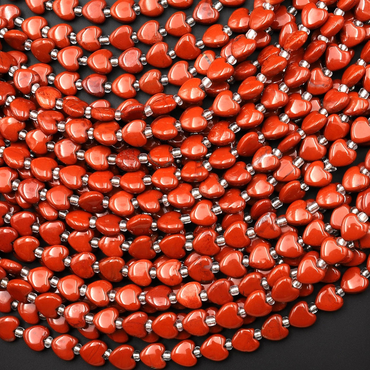 Natural Red River Jasper Heart Beads 6mm Gemstone 15.5" Strand ...