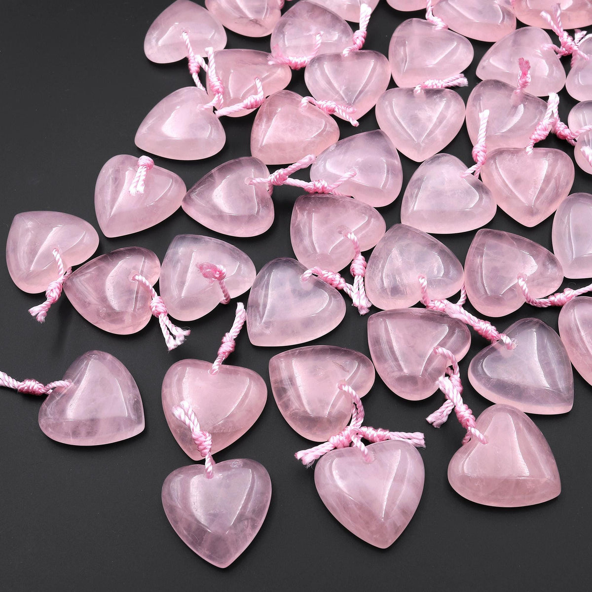 AAA Natural Pink Rose Quartz Heart Pendant 20mm Gemstone Crystal Focal ...