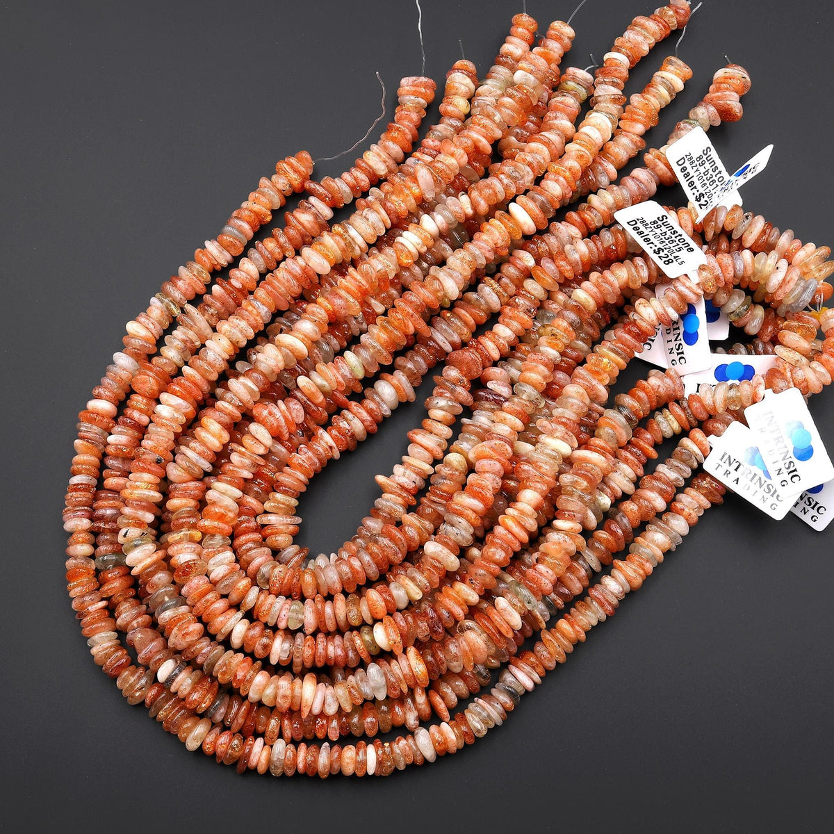 Natural Arusha Sunstone Freeform Rondelle Center Drilled Disc Beads 15 ...