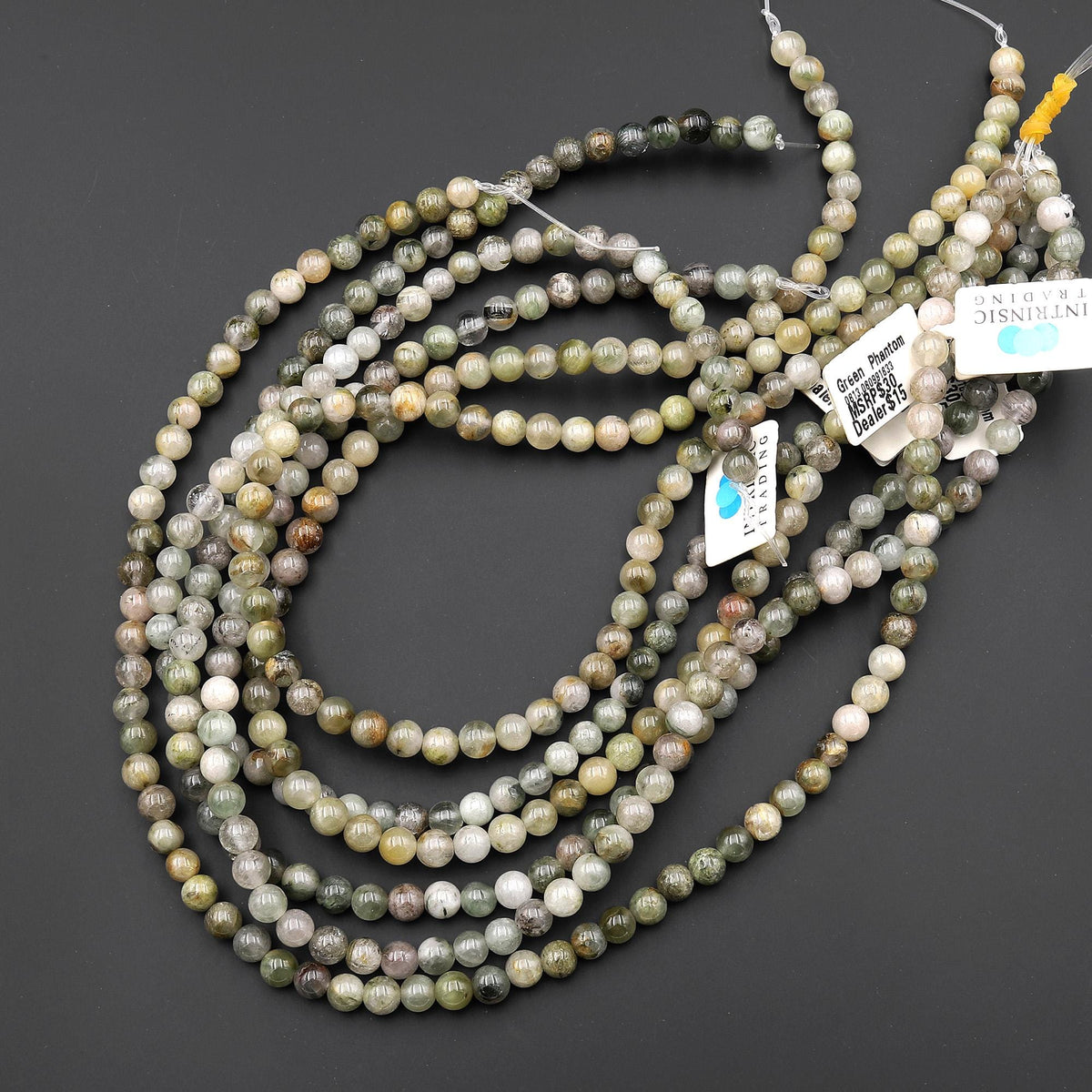 Natural Green Phantom Quartz Beads Lodolite Beads 5mm 6mm Smooth Round ...