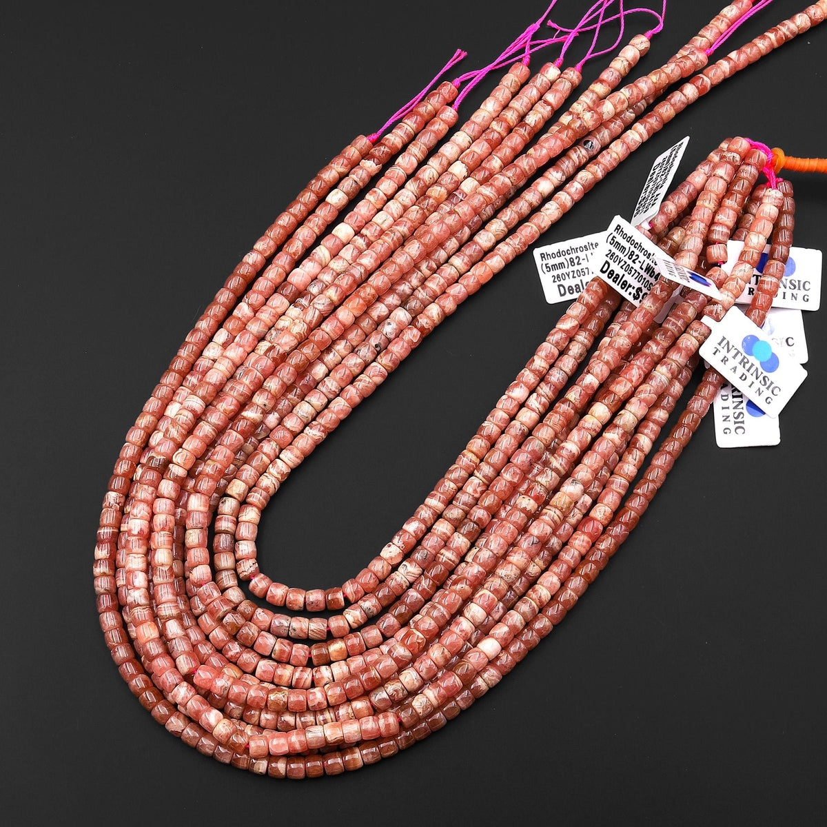 AAA Natural Red Pink Rhodochrosite Smooth Thick Heishi Rondelle 4mm 5m ...