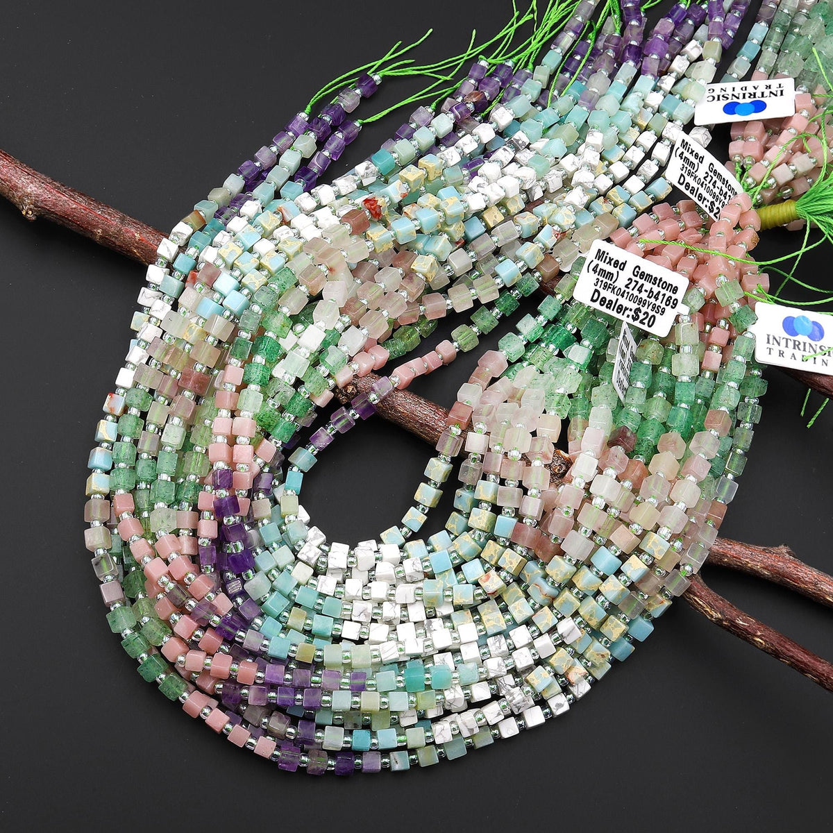 Multicolor Natural Gemstone 4mm Smooth Cube Beads Amethyst Amazonite H ...